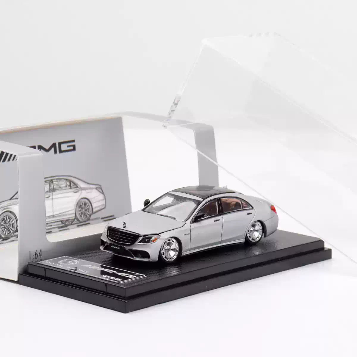 Rhino Model 1:64 Mercedes Benz AMG S63 S-Class MK6 W222 Grey with Low ...